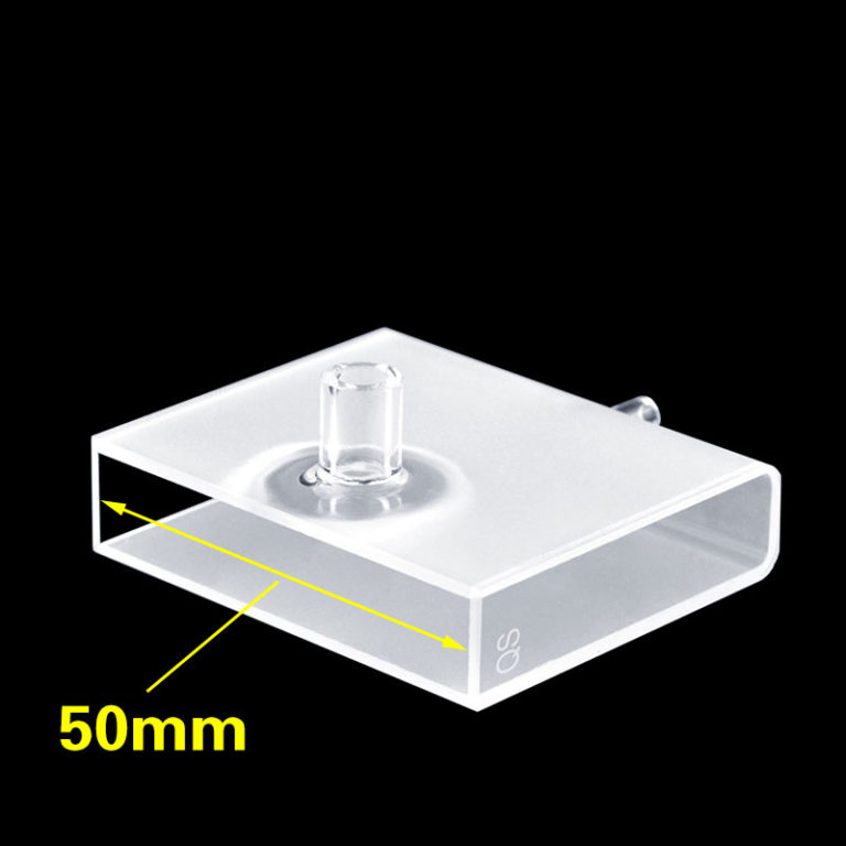 QC2801, 50mm Path Customized Flow Cell, 45x12.5x52.5mm, with Side and ...
